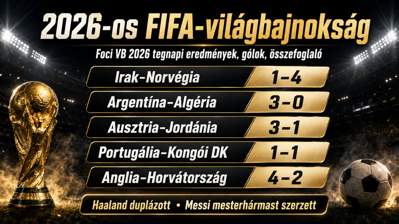 Foci VB 2026 tegnapi eredmények, gólok, összefoglaló június 17.-éről ...
